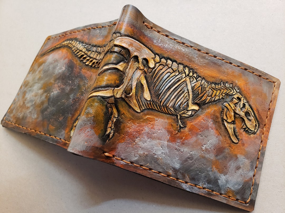 Tyrannosaurus Rex Skeleton - Leather Bifold Wallet - - Etsy