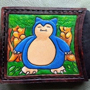 Oddish and Snorlax - Leather Bifold Wallet - Handcrafted Wallet - - Etsy