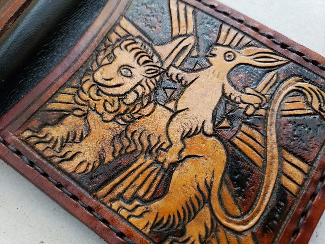 Marginalia Medieval Rabbits Leather Wallet Dark Brown and | Etsy