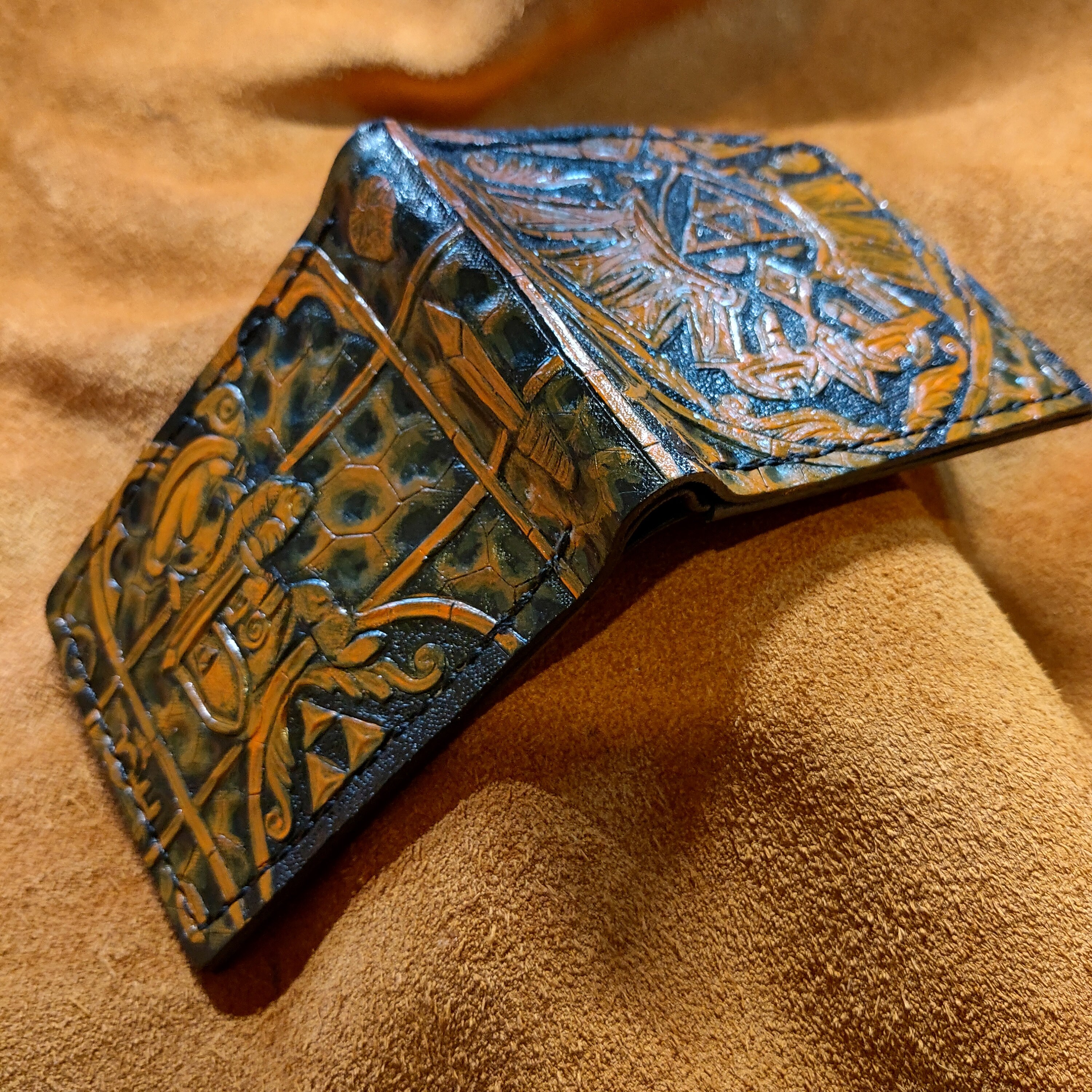 Wind Waker Stained Glass Hyrule Crest Leather Wallet- Burnt Orange ...