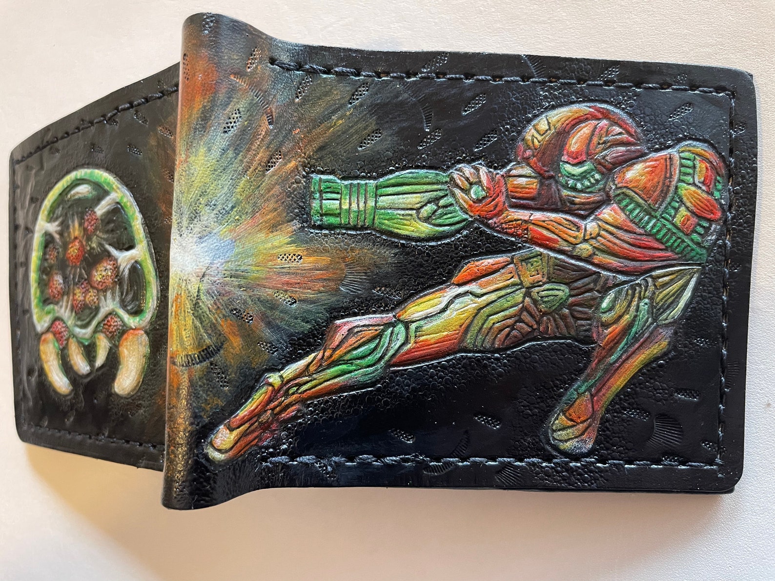 Super Metroid Leather Bifold Wallet Handcrafted Wallet - Etsy