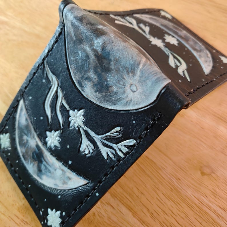 Moon Phases - Leather Bifold Wallet - Etsy