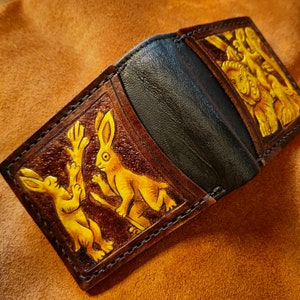 Marginalia Medieval Rabbits - Leather Wallet- Dark Brown and Ivory ...