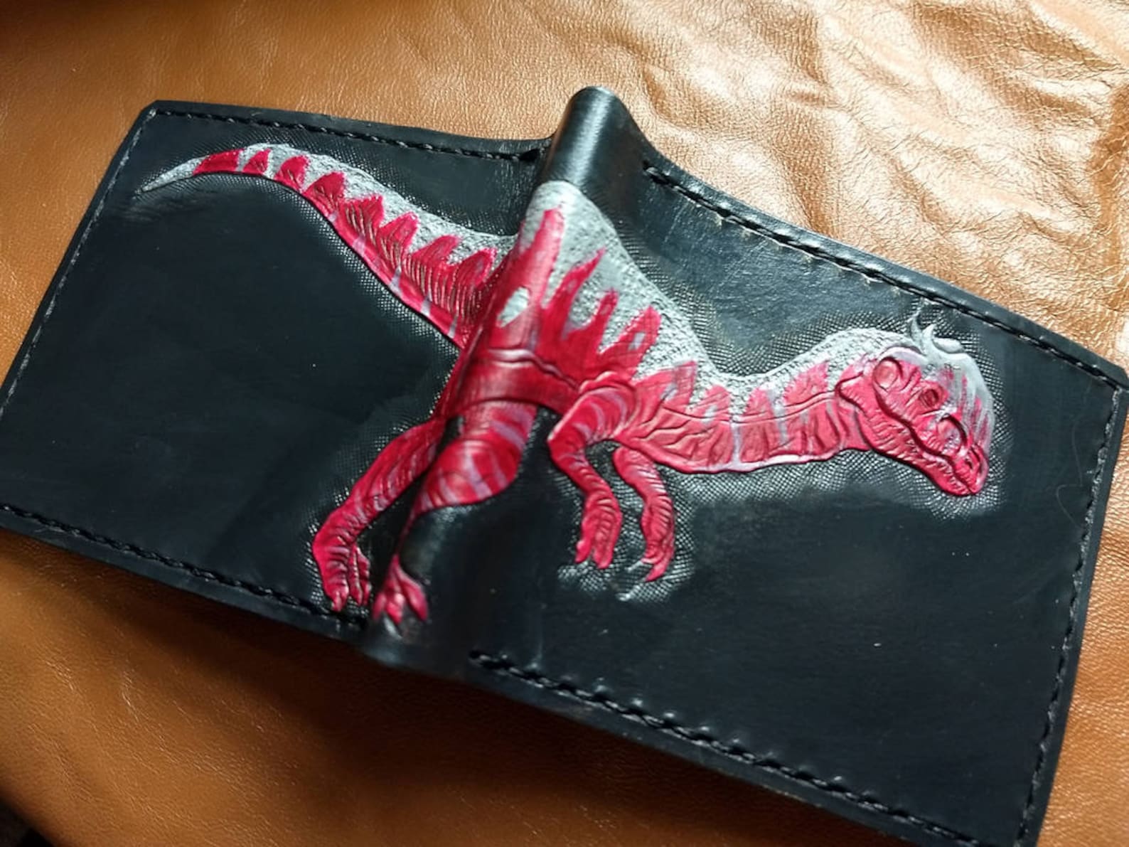 Dilophosaurus Dinosaur Fossil Leather Bifold Wallet | Etsy
