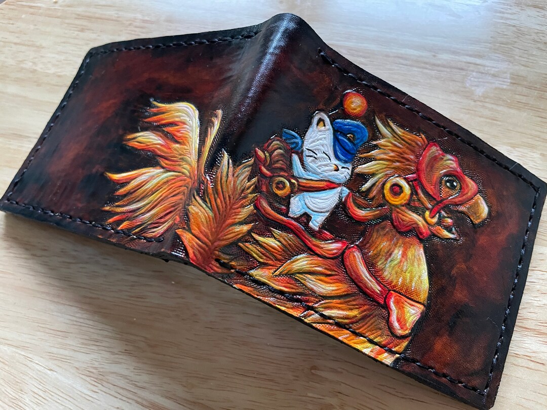 FF14 Gold Chocobo and Moogle Rider Dark Brown Leather Bifold - Etsy