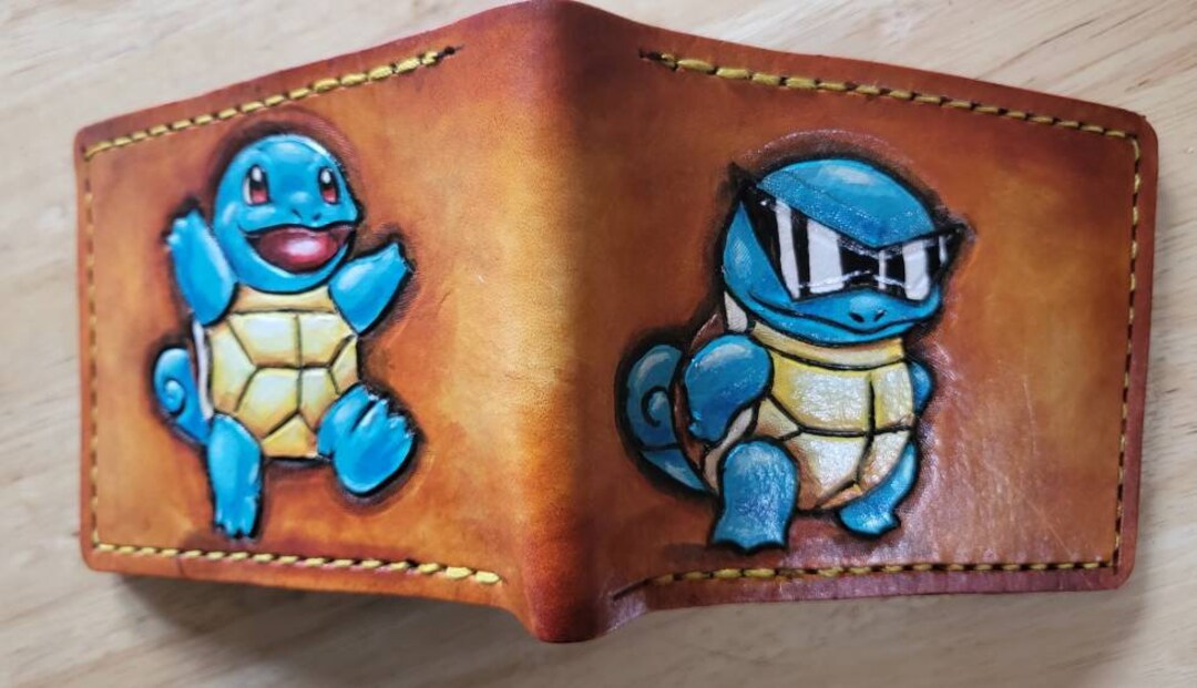 Squirtle Squad Leather Bifold Wallet Handcrafted Wallet - Etsy