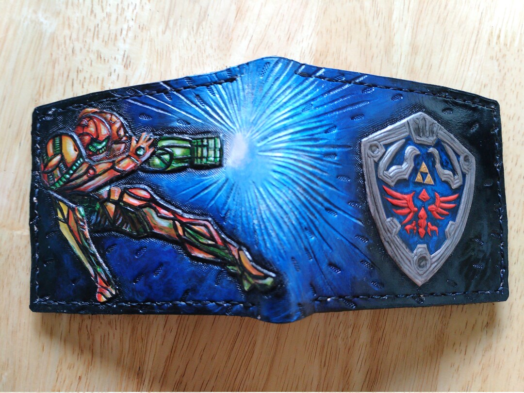 Super Metroid - Hyrule Shield - Leather Bifold Wallet - Handcrafted ...