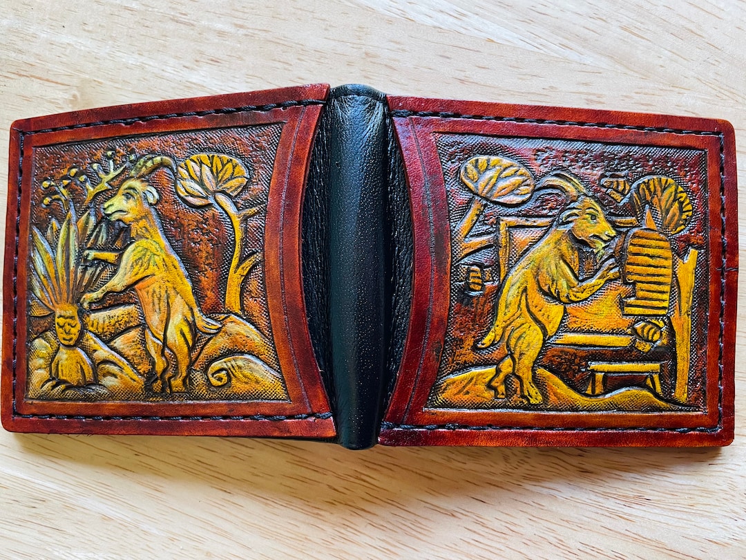 Marginalia Medieval Goats - Bee Keepers - Leather Wallet- Dark Brown ...
