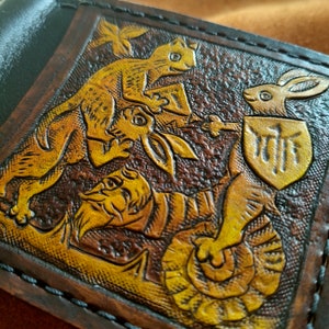Marginalia Medieval Rabbit Jousting - Leather Wallet- Dark Brown and ...