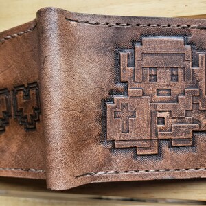 Pixel Link and Heart Containers- Leather Wallet - Leather Bifold Wallet ...