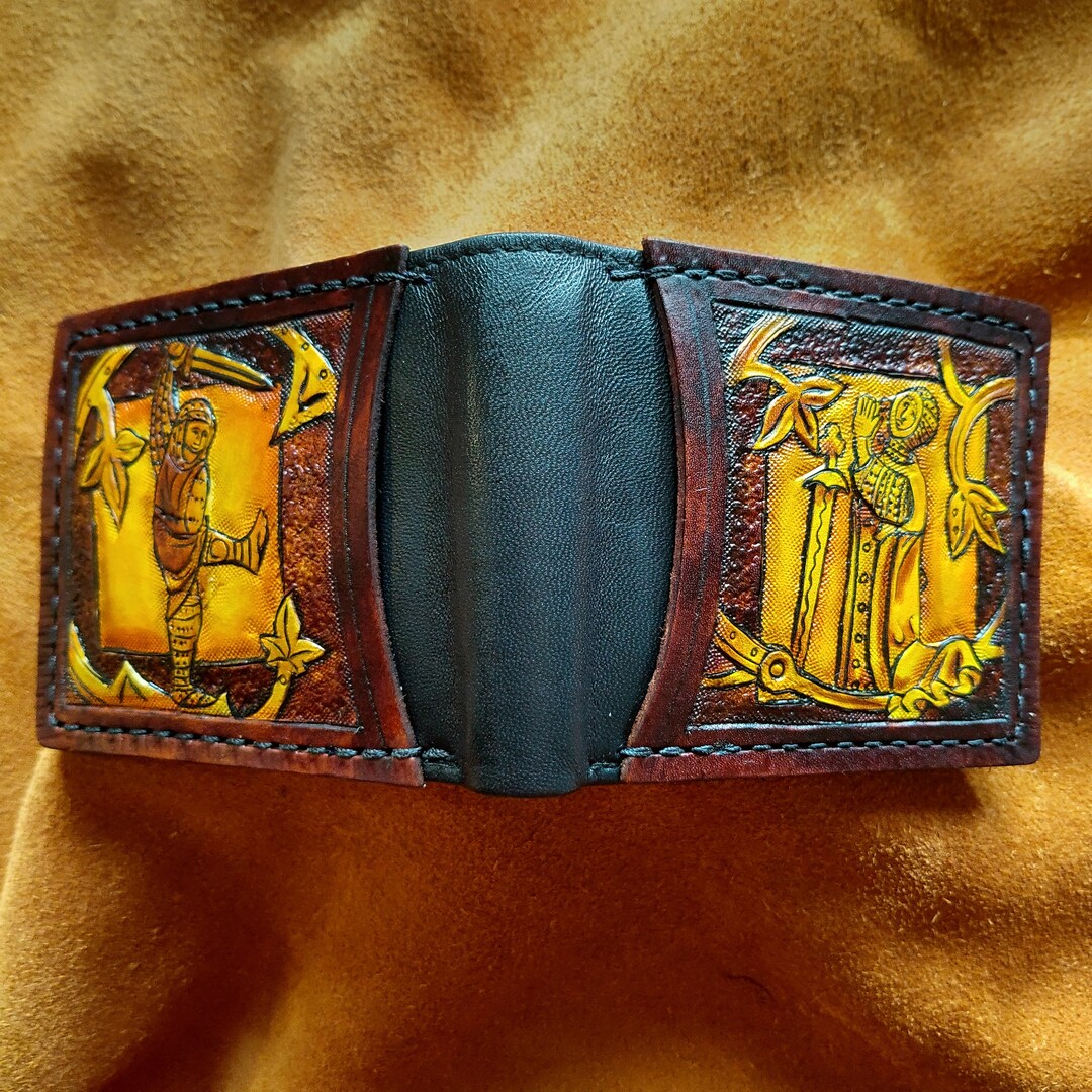 Marginalia Medieval Knights - Leather Wallet- Dark Brown and Ivory ...