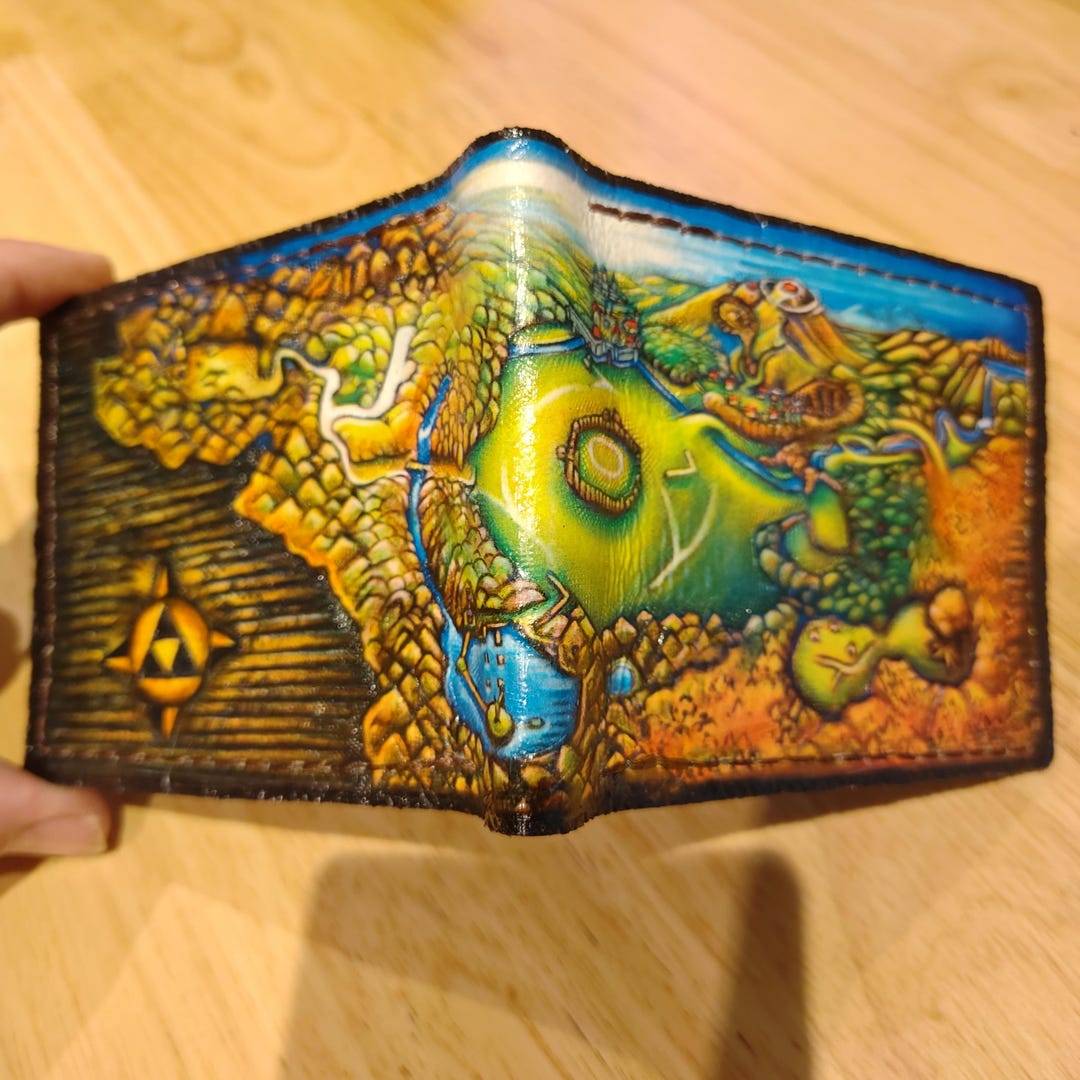 Map of Hyrule Leather Wallet Color Version- Leather Bifold Wallet ...