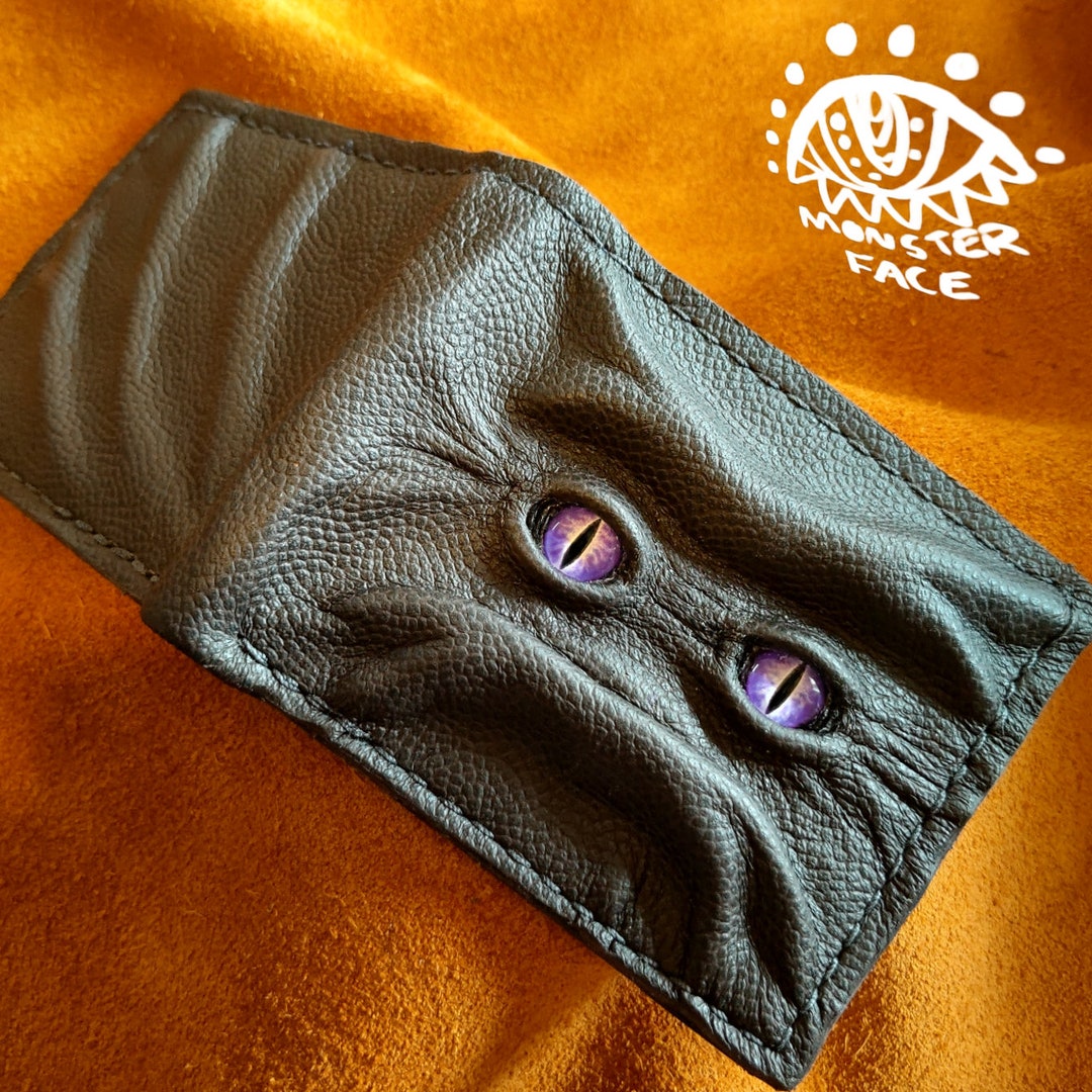 Purple Eyes Grumpy Schmuggle Face Leather Wallet Necromonicon Demon ...