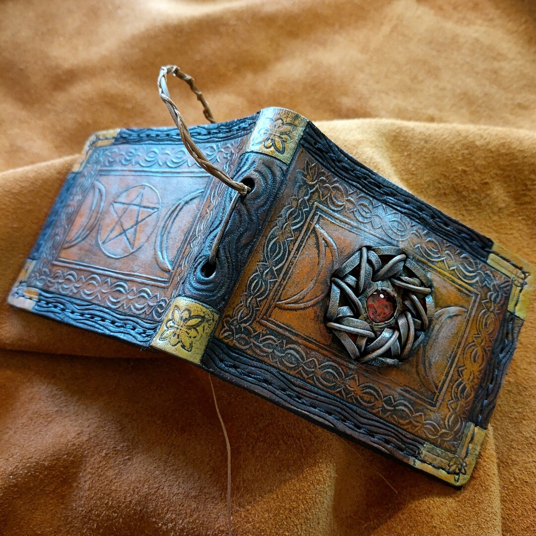 Spell Book Style Wallet Red Gem Version - Mystic - Leather Wallet. - Etsy