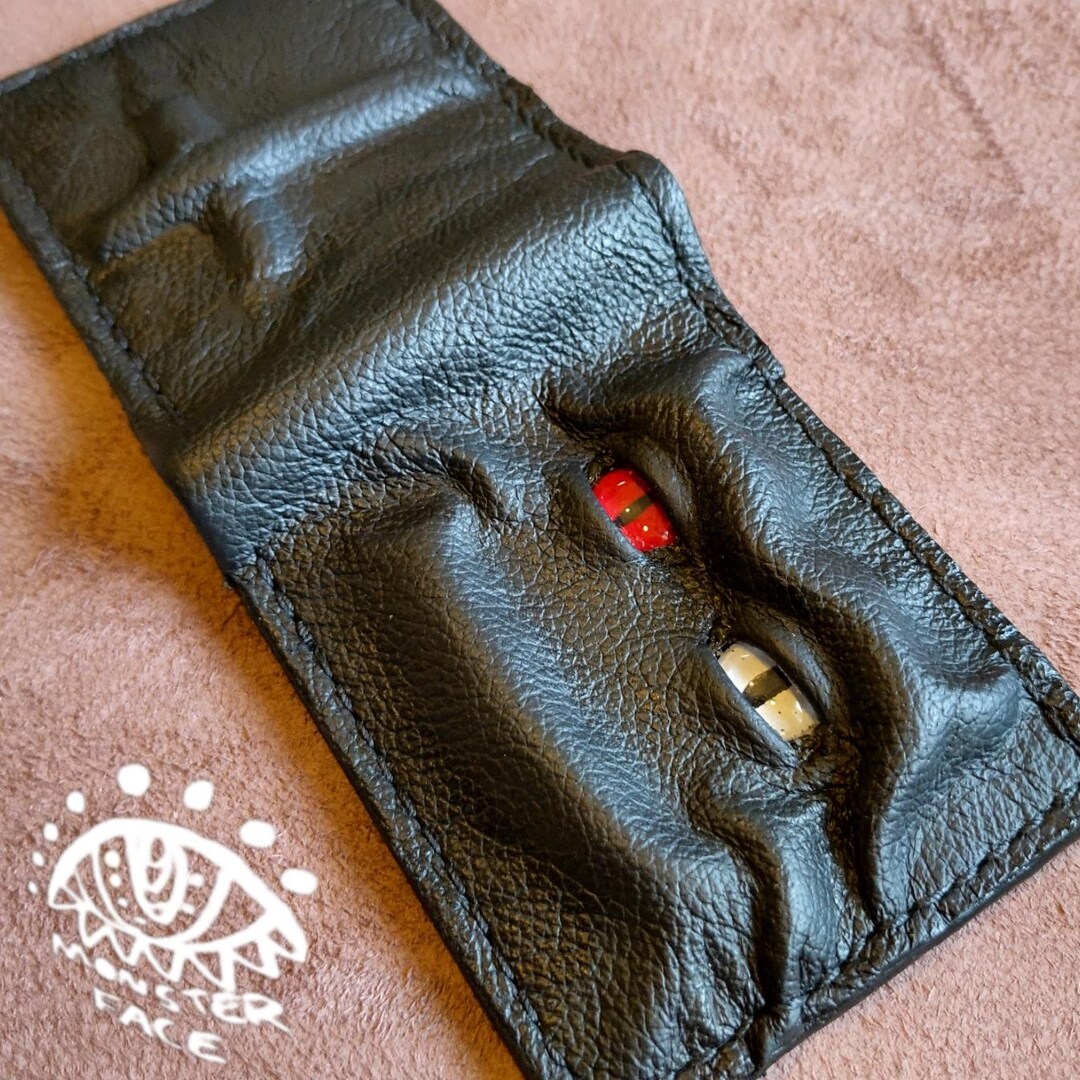 Chilled Red White Eyed Horned Monster Face - Demon Eyes - Leather ...