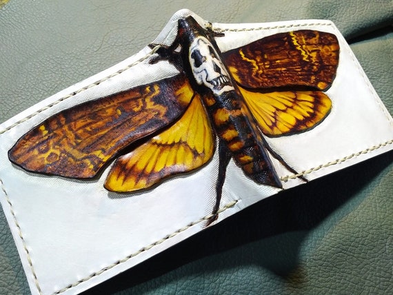 Deaths Head Moth Leather Bifold Wallet Handcrafted Wallet | Etsy