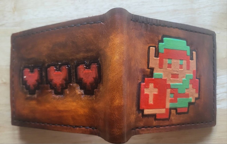 Pixel Link and Heart Containers Color Version Leather - Etsy