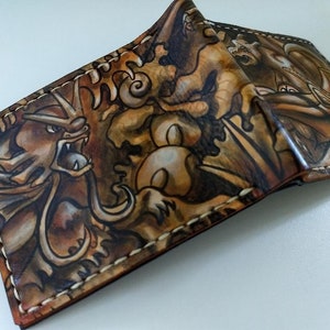 Edo Style Pokemon - Leather Bifold Wallet - Handcrafted Wallet - - Etsy