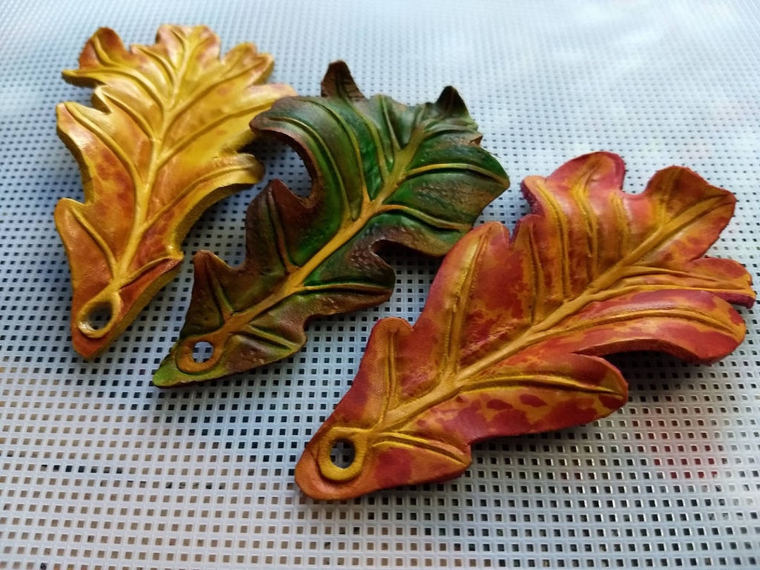 Real Leather Autmnal Leaf Key Chain - Size 4"/10cm - - Etsy