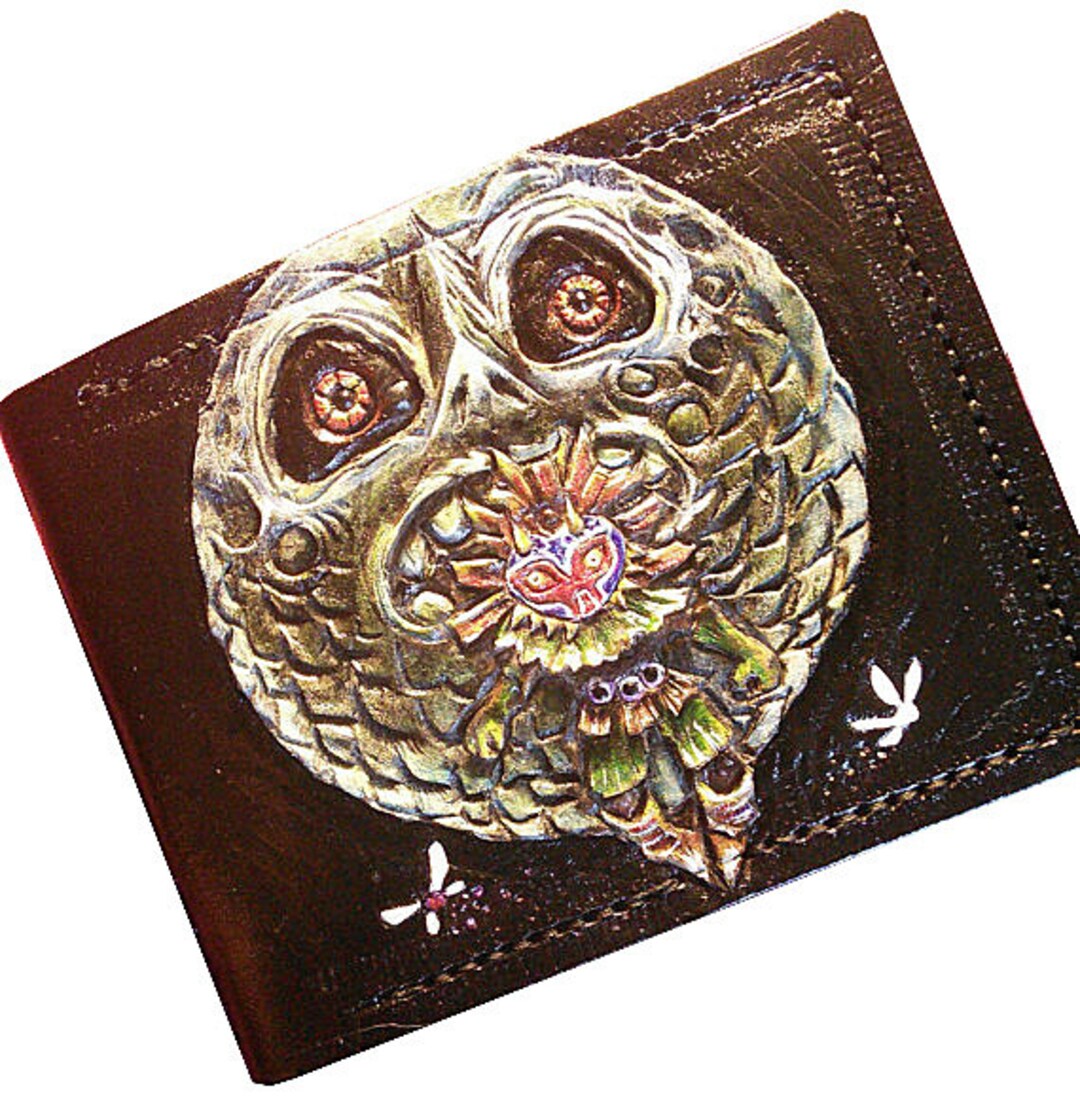Skull Kid Moon Leather Wallet- Leather Bifold Wallet - Handcrafted ...