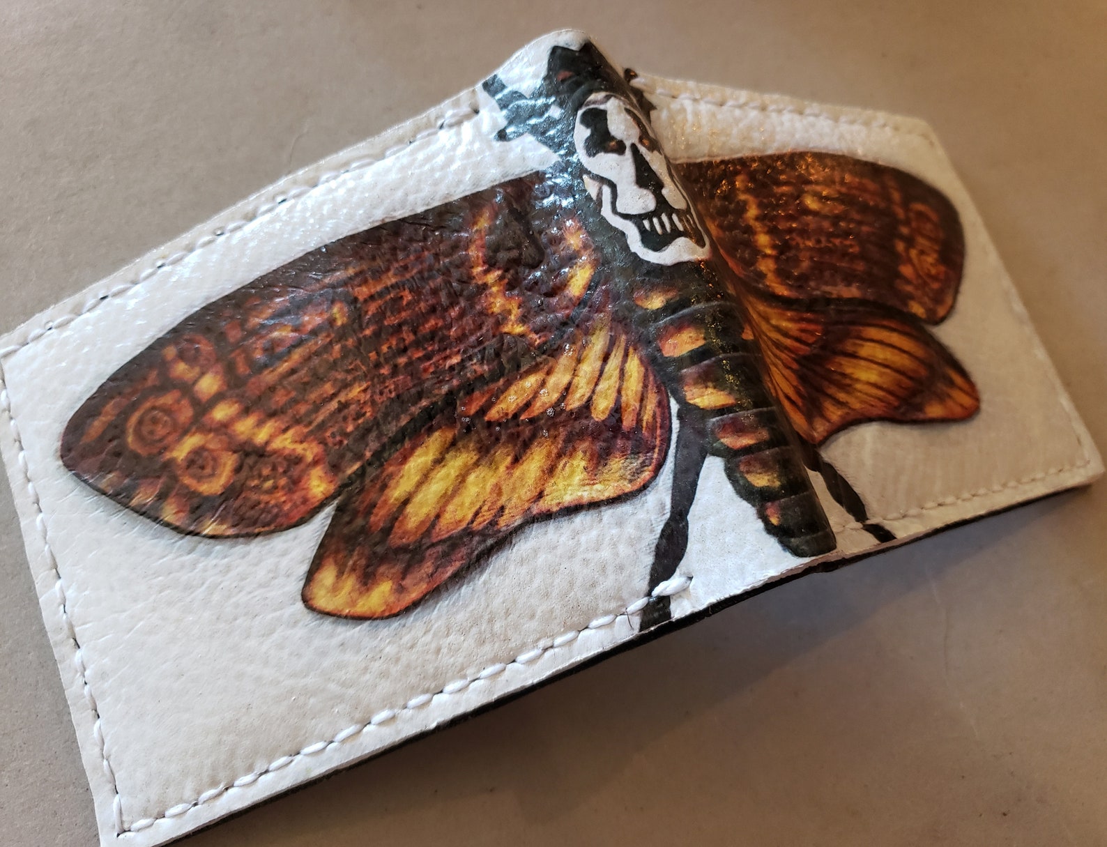 Deaths Head Moth Soft Version Leather Bifold Wallet - Etsy