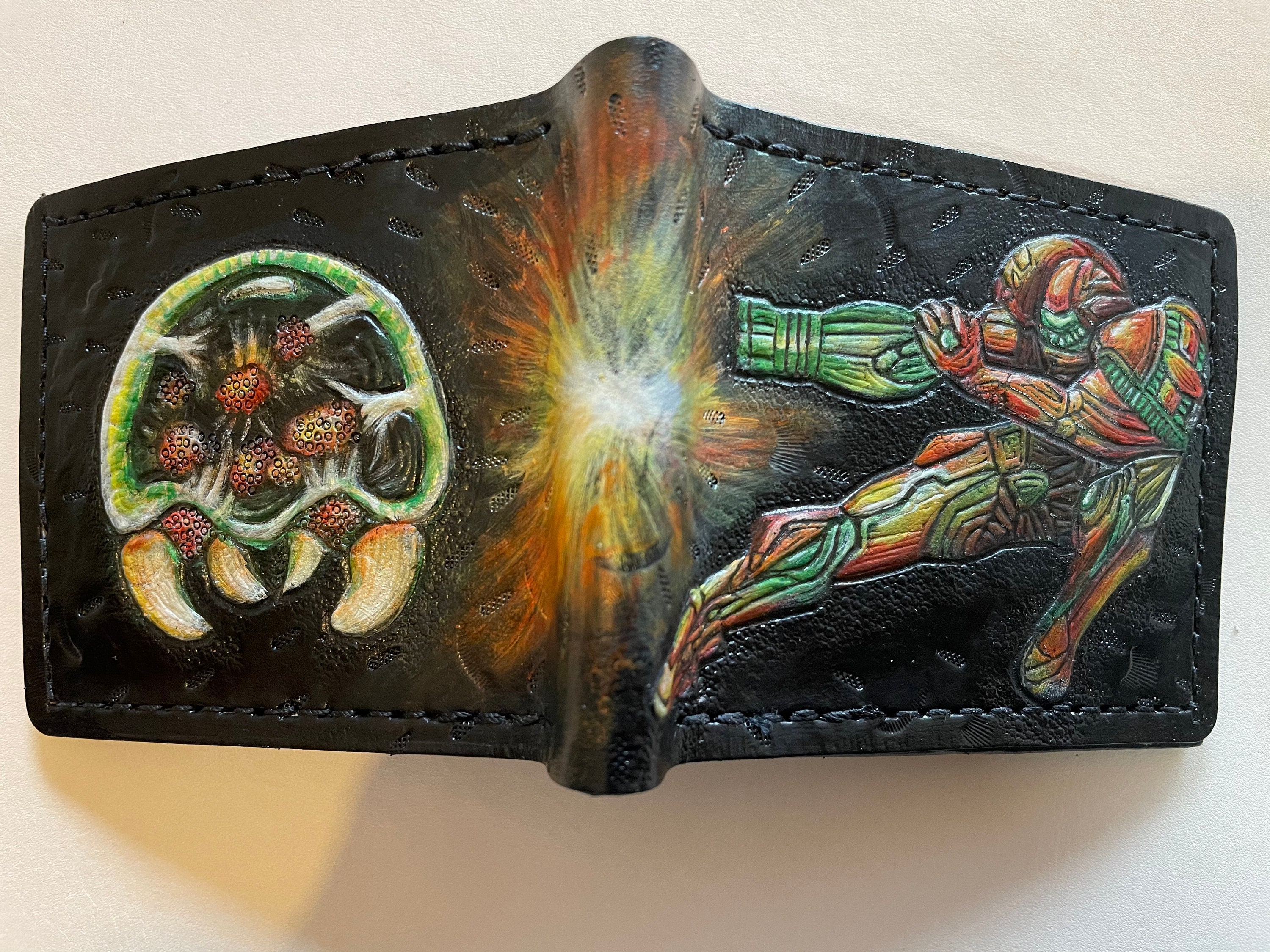 Super Metroid Leather Bifold Wallet Handcrafted Wallet - Etsy