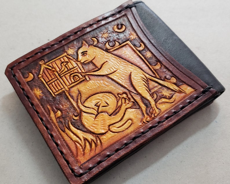 Marginalia Medieval Cats Leather Wallet Dark Brown and - Etsy