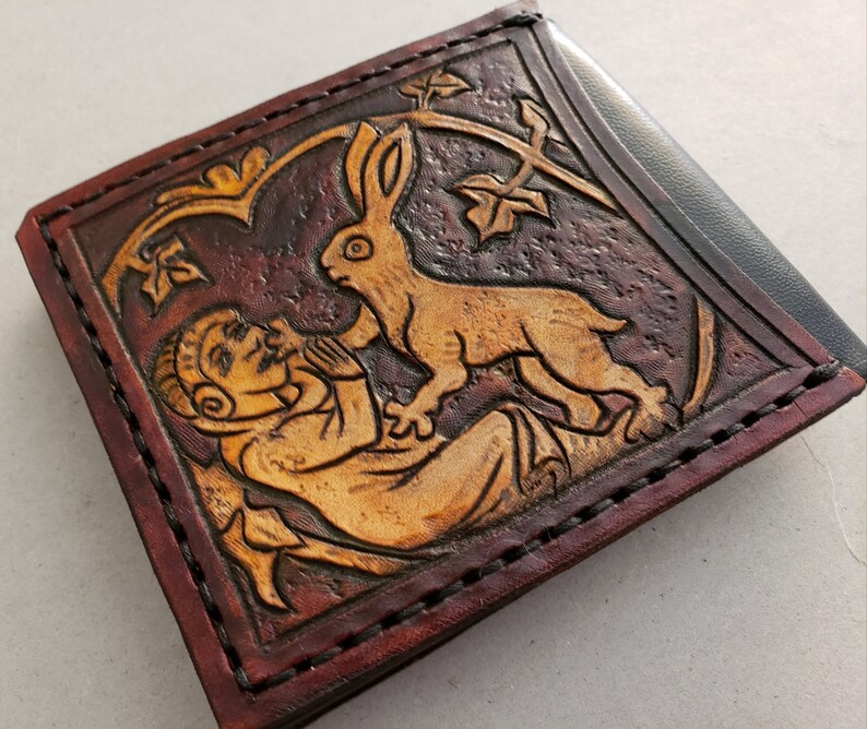 Marginalia Medieval Rabbit Jousting Leather Wallet Dark | Etsy