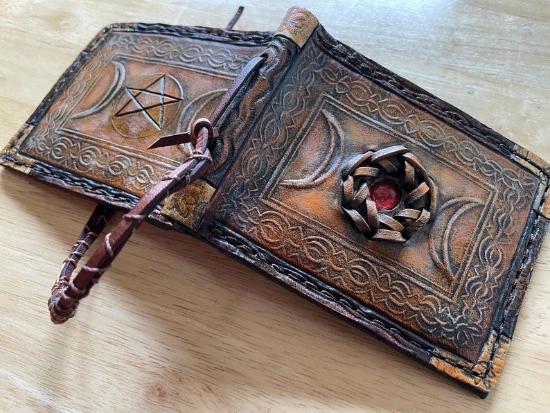 Spell Book Style Wallet Red Gem Version Mystic Leather - Etsy