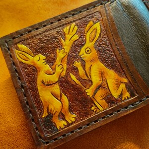 Marginalia Medieval Rabbits - Leather Wallet- Dark Brown and Ivory ...