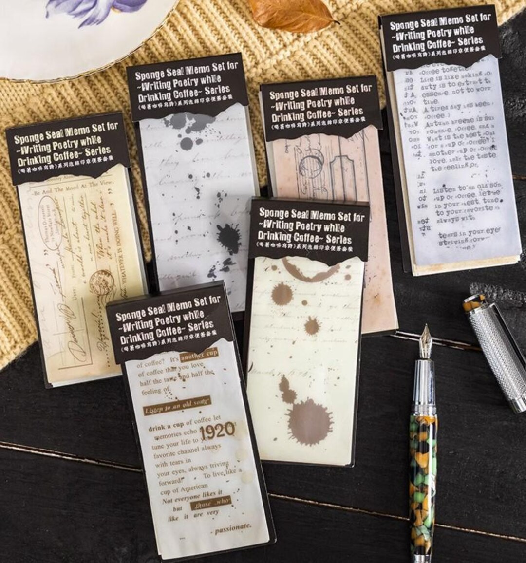 Foam Rubber Stamp Craft Paper Set-drinking Coffee & Writing Poetry ...