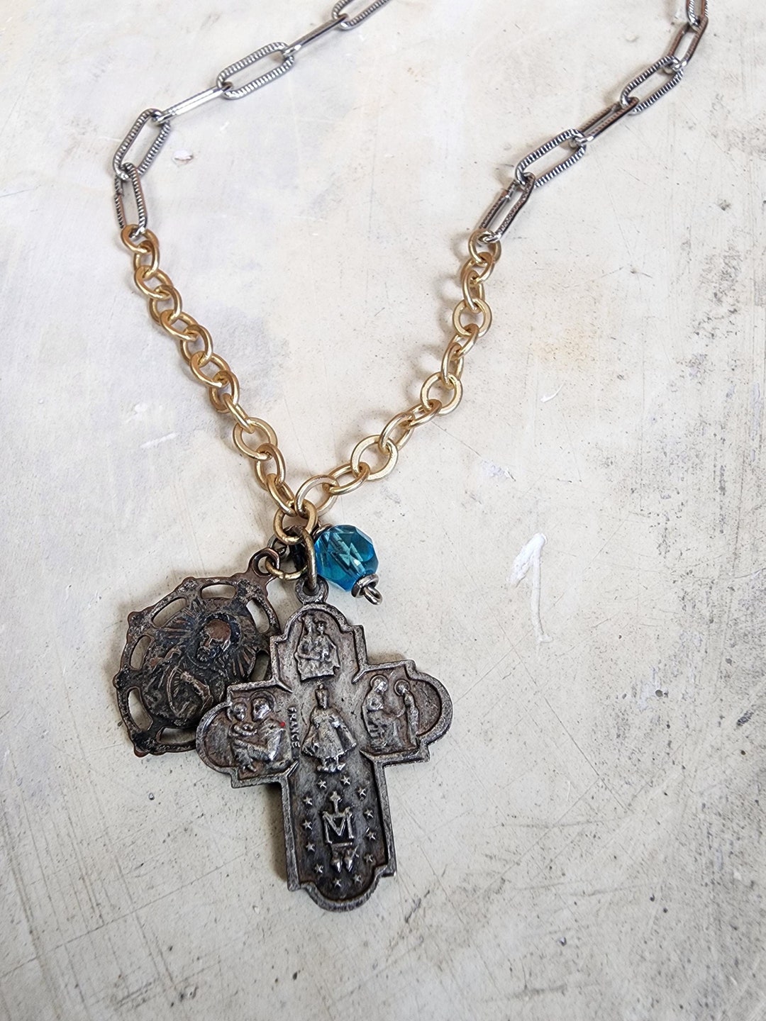 St. Jude and 4 Way Cross Vintage Holy Medal Necklaces - Etsy