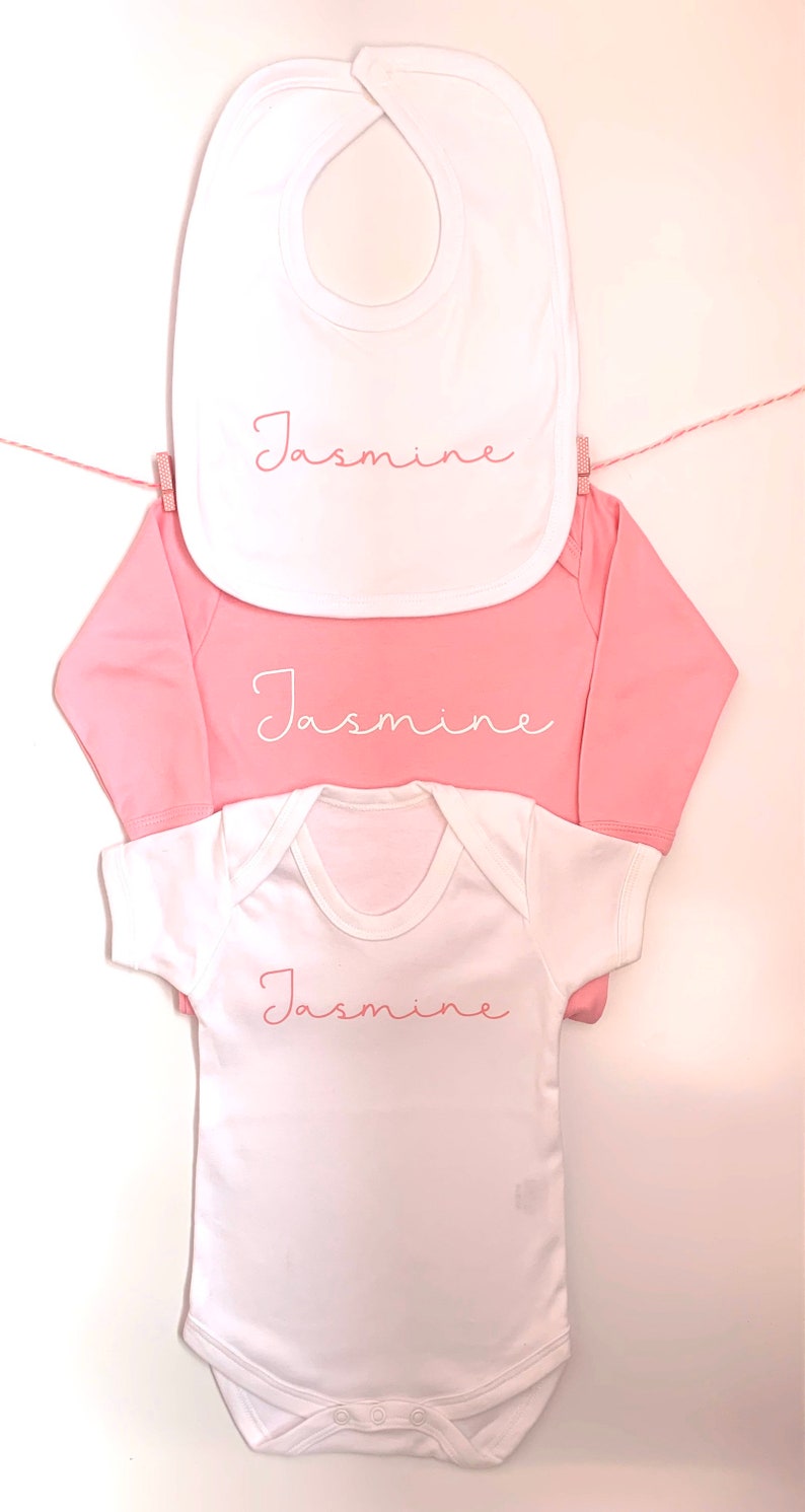 Personalised Baby Girl Gift Set Pink Clothing Bib Vest - Etsy UK