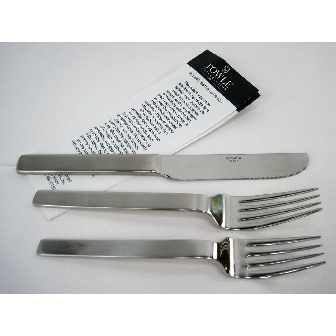 Towle Stainless Steel Flatware Tiempo 3 Piece Flatware 2 Forks 1 Knife ...