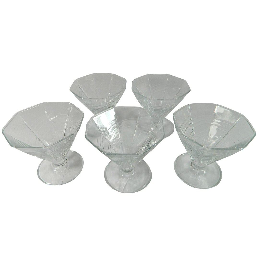 Set of 5 DANSK Summerhouse Octagon Sherbet LOW Martini Crystal ...