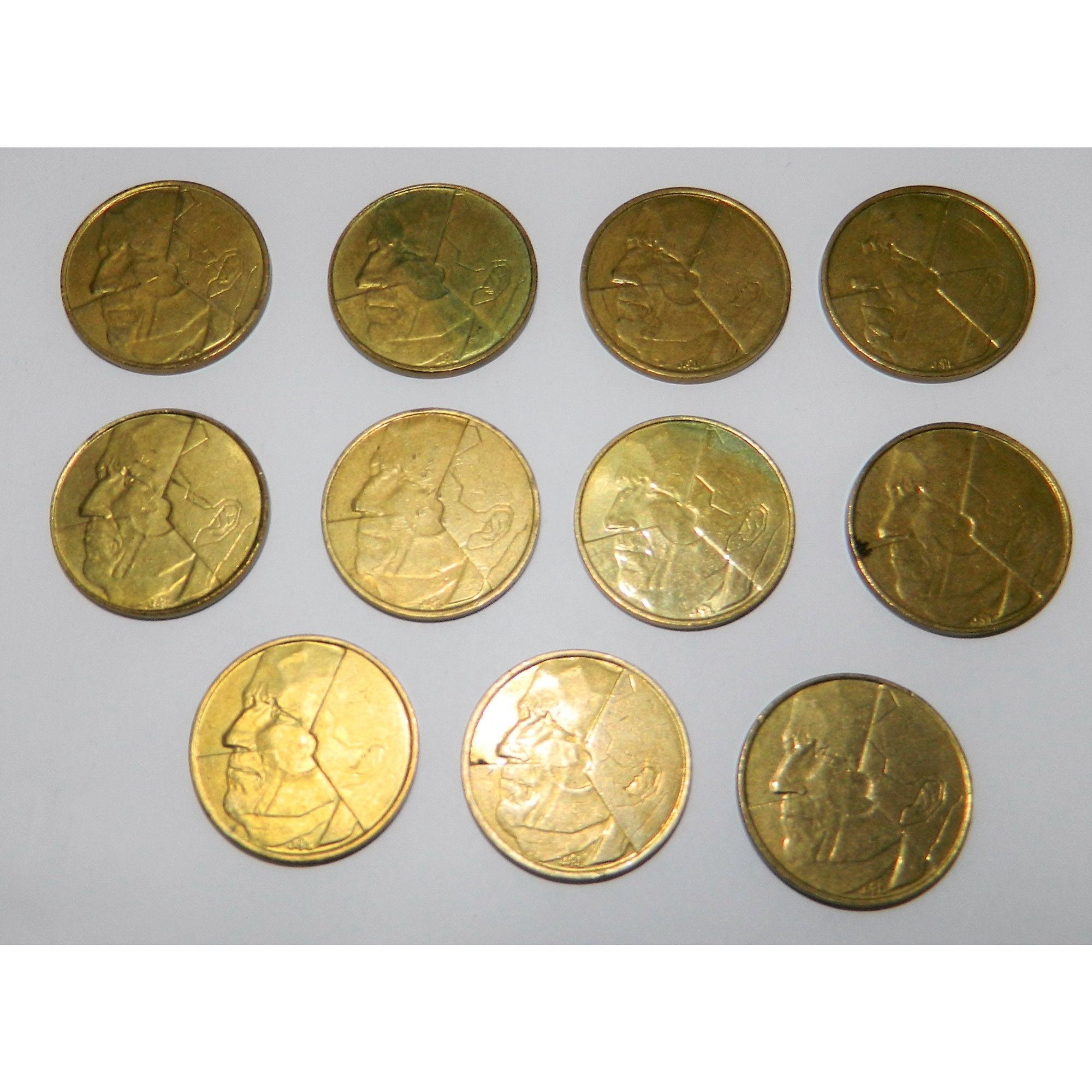 Belgium Belgique Coins 5 Francs, Frank Albert II, 50F Centime 22 Coins ...