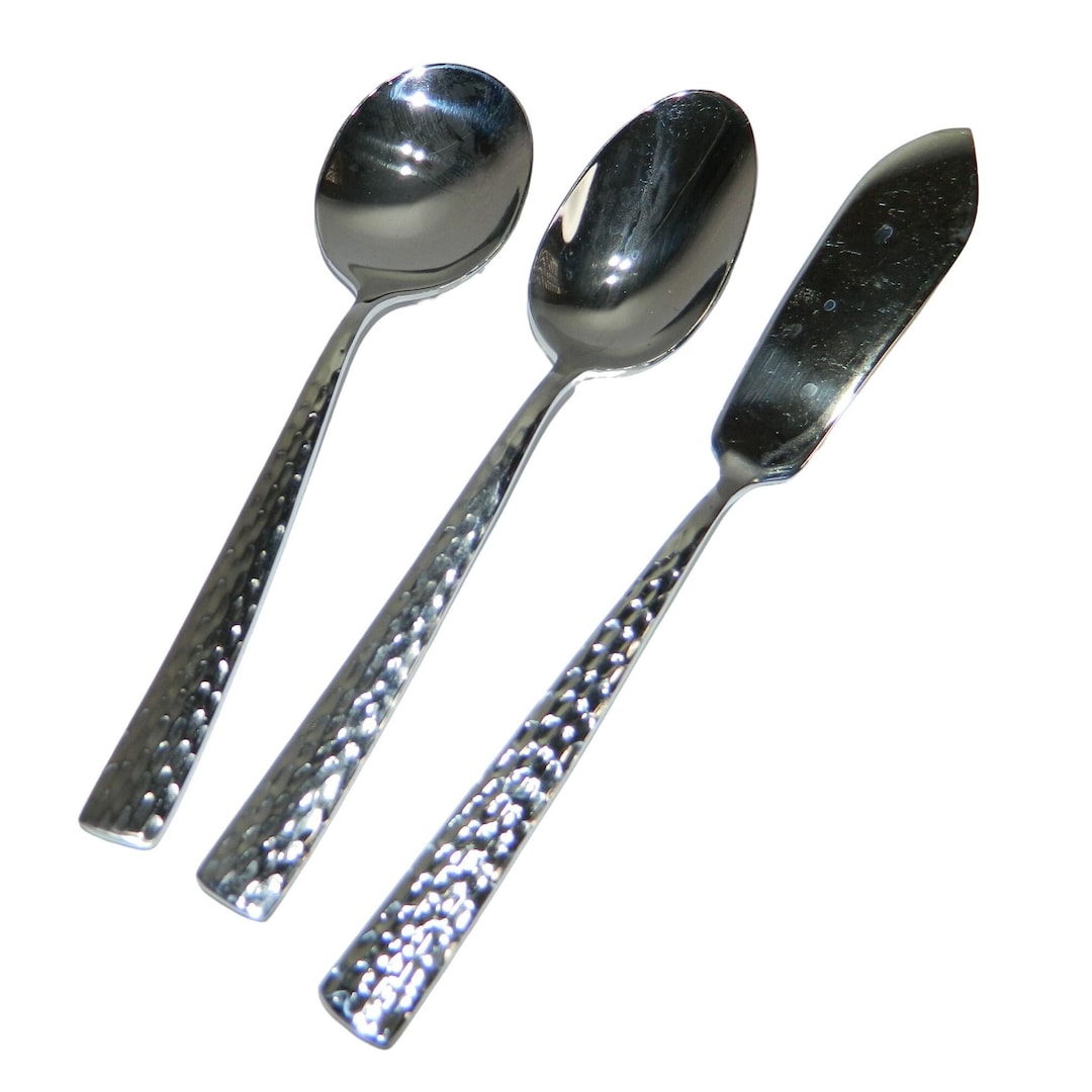 Mikasa 1810 Vietnam Flatware 3 Pcs Hammered Stainless Steel Butter ...