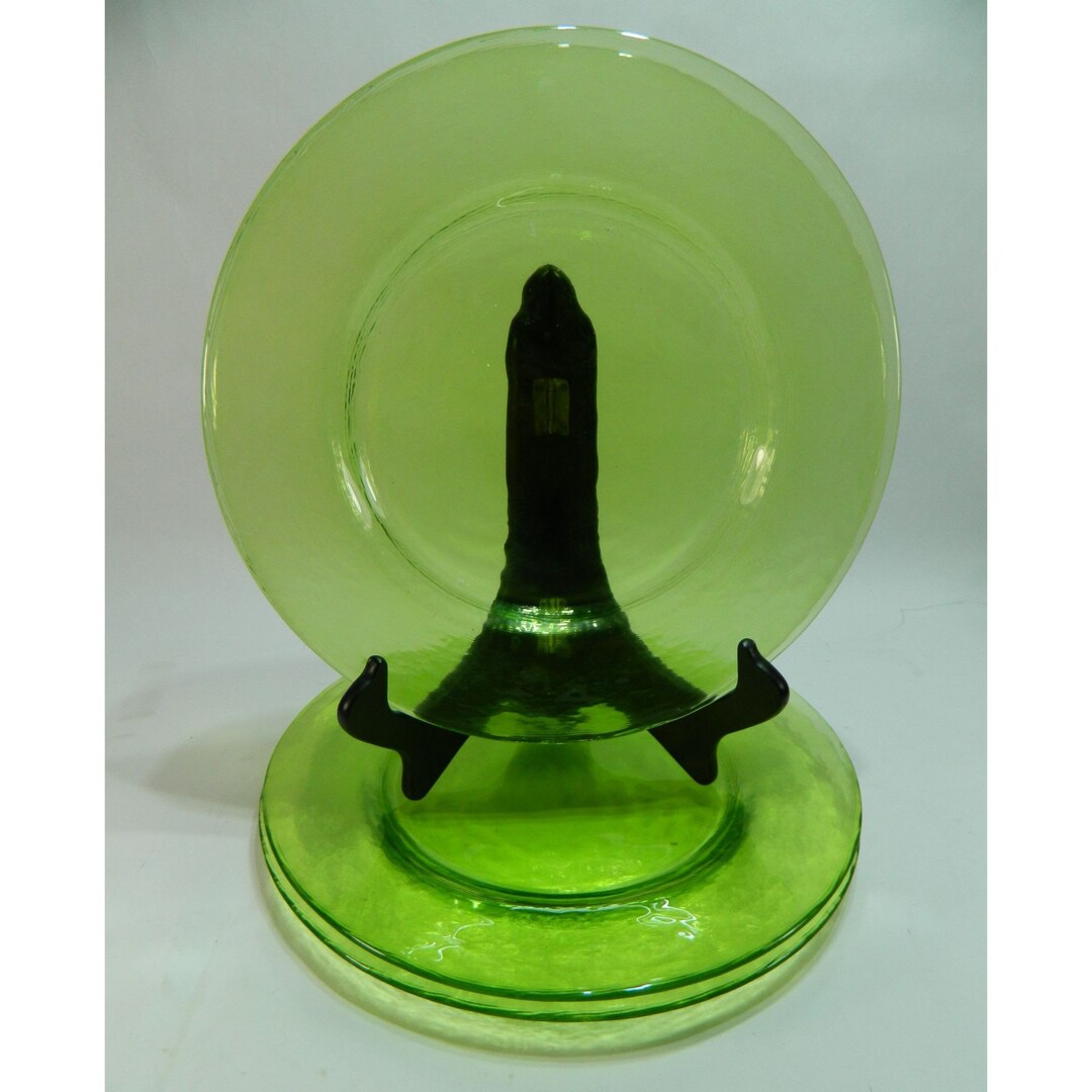 Lime Green Glass Charger Plates Dishes Hammered 11" Round Set of 4 Buy ...