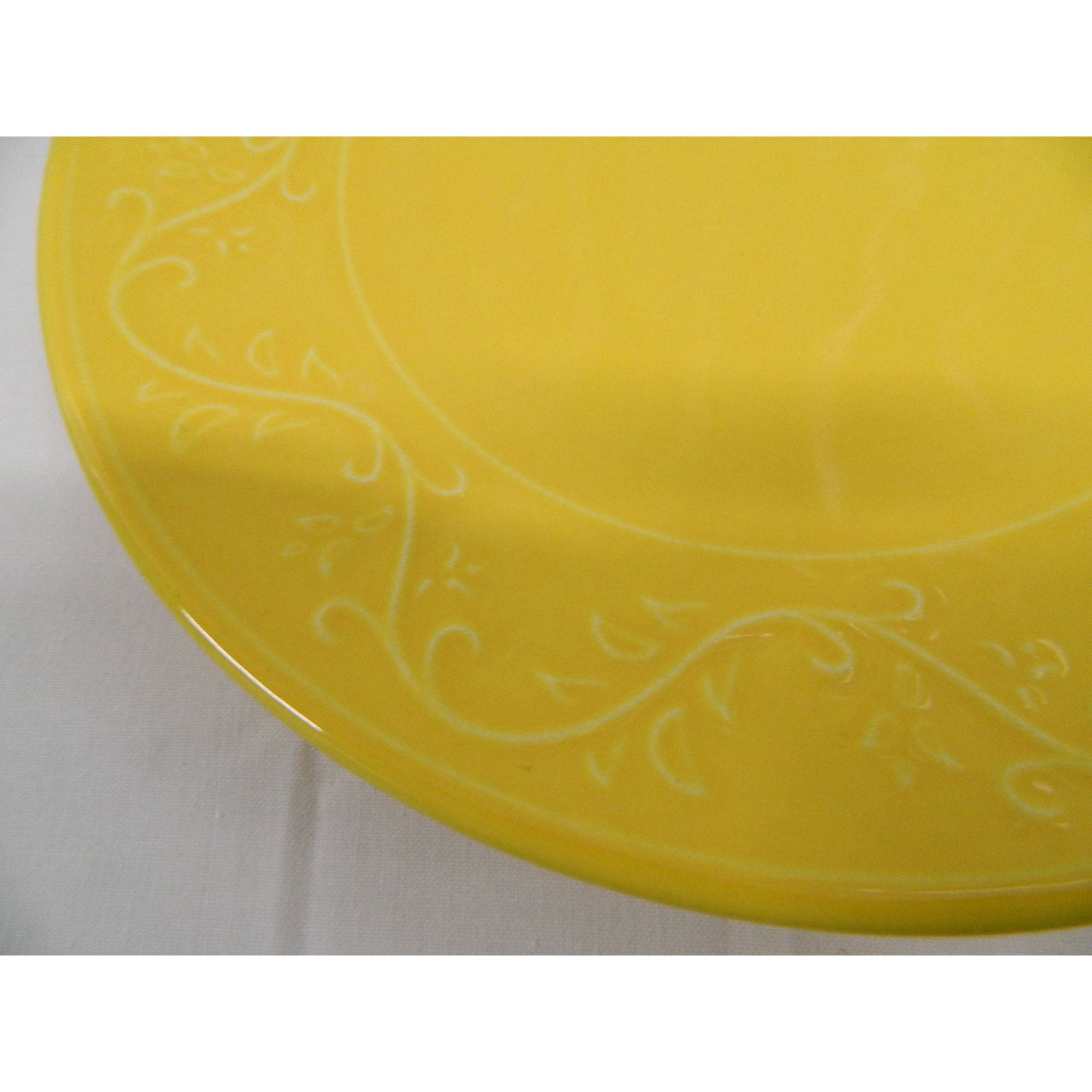 Kutahya Porselen Yellow 3 Salad Plates Made Turkey Natural Ceramic Vine ...