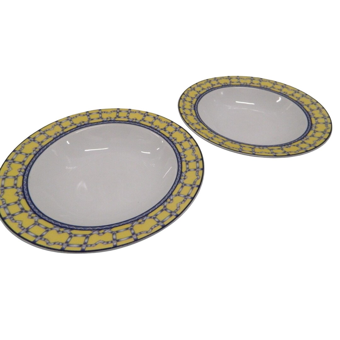 Coventry Fine Porcelain Palace Garden Set of 2 Bowls 9 Soup Blue Yellow ...