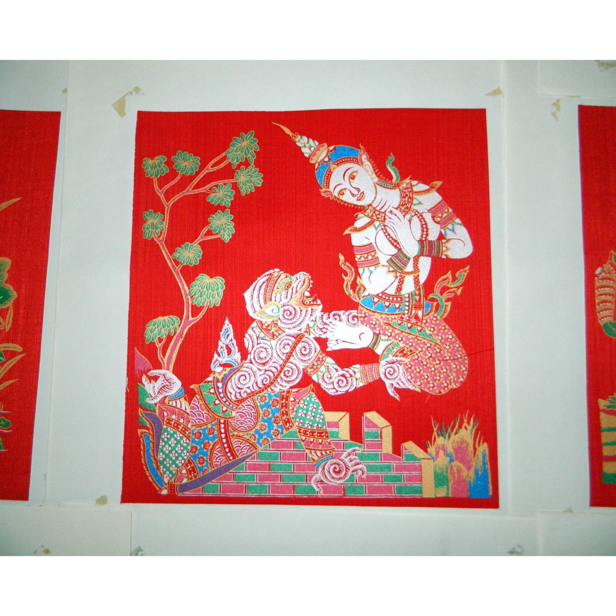 Vintage Thai Silk Screen Art Paintings Posters Prints Set of 9 - Etsy
