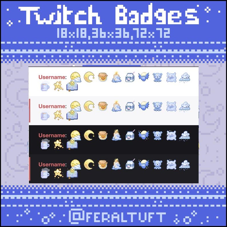 Pixel Art Twitch Sub Badges – Cozy Sleepy Theme (digital Stickers) - Etsy