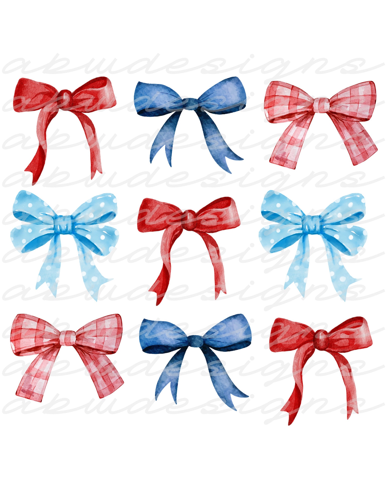 Red and Blue Bows PNG, Fourth of July PNG, Red Bow PNG, Blue Bow Png ...