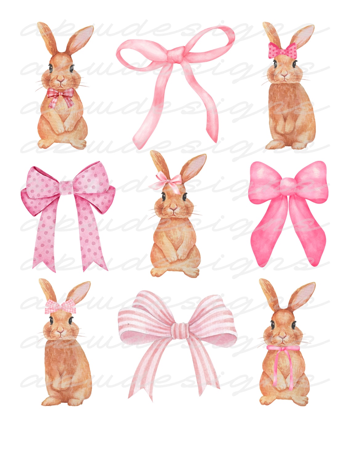 Bunnies and Bows Easter PNG, Easter Png, Bunny Png, Easter Png, Bow Png ...