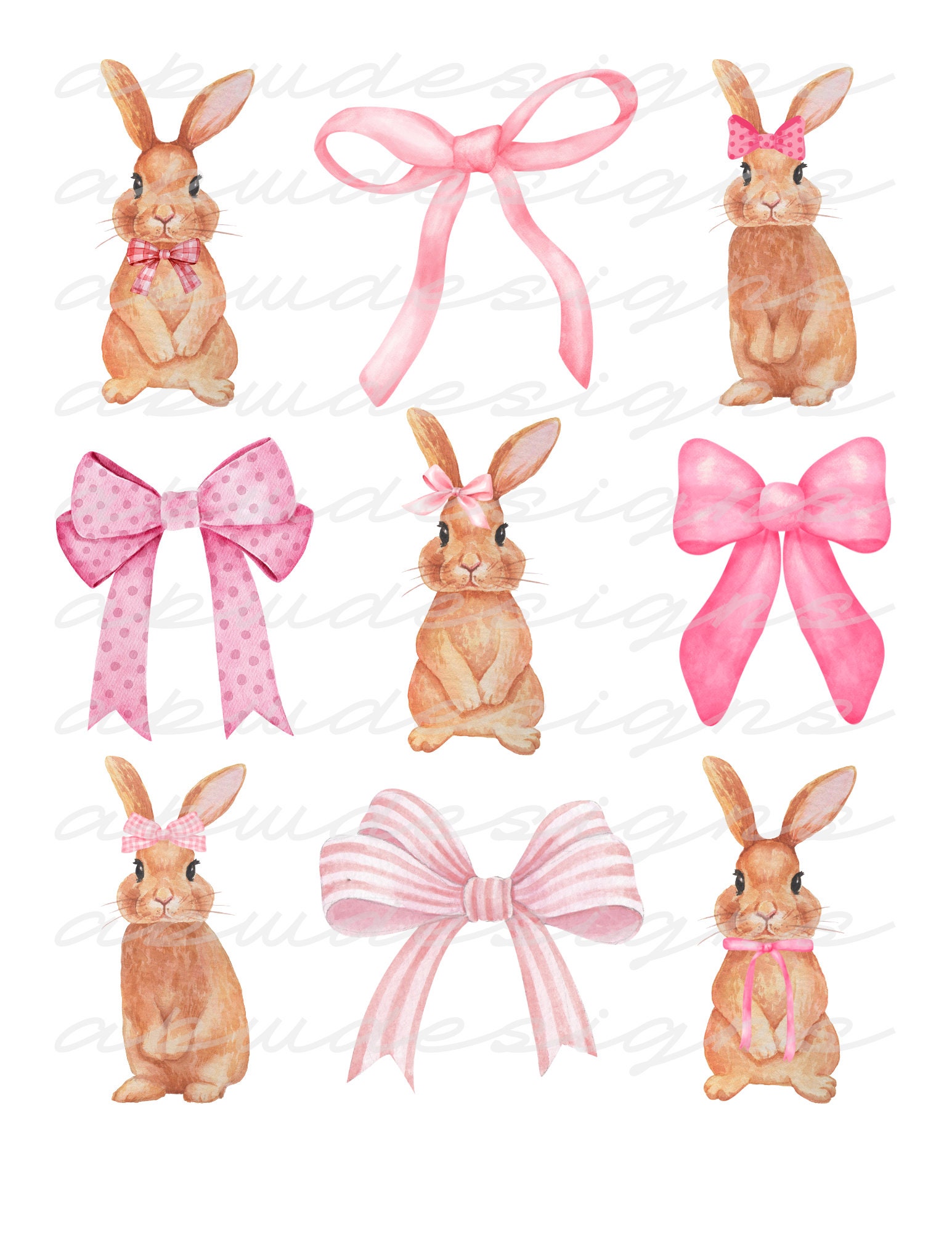 Bunnies and Bows Easter PNG, Easter Png, Bunny Png, Easter Png, Bow Png ...
