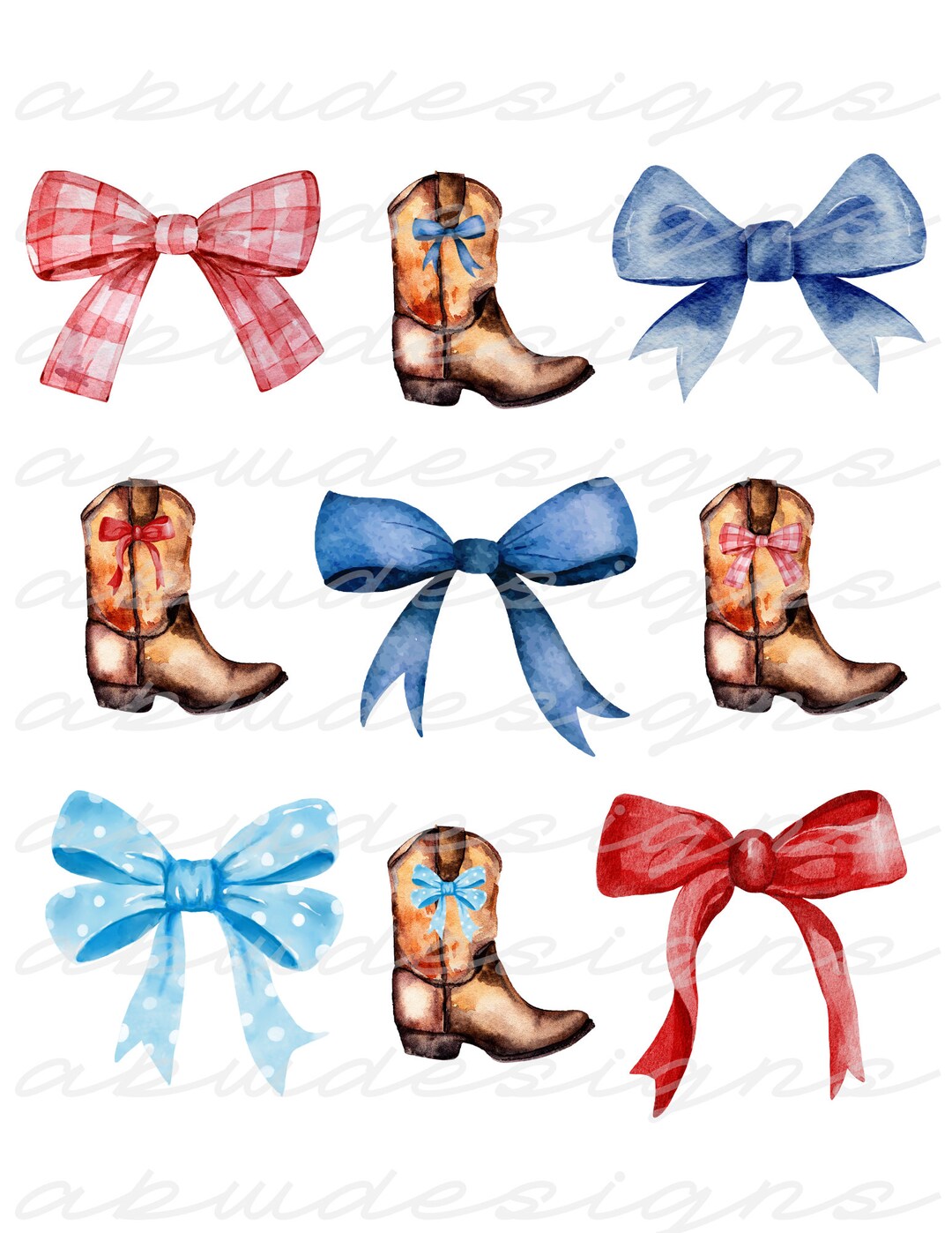 Red and Blue Boots and Bows PNG, Western PNG, Patriotic PNG - Etsy