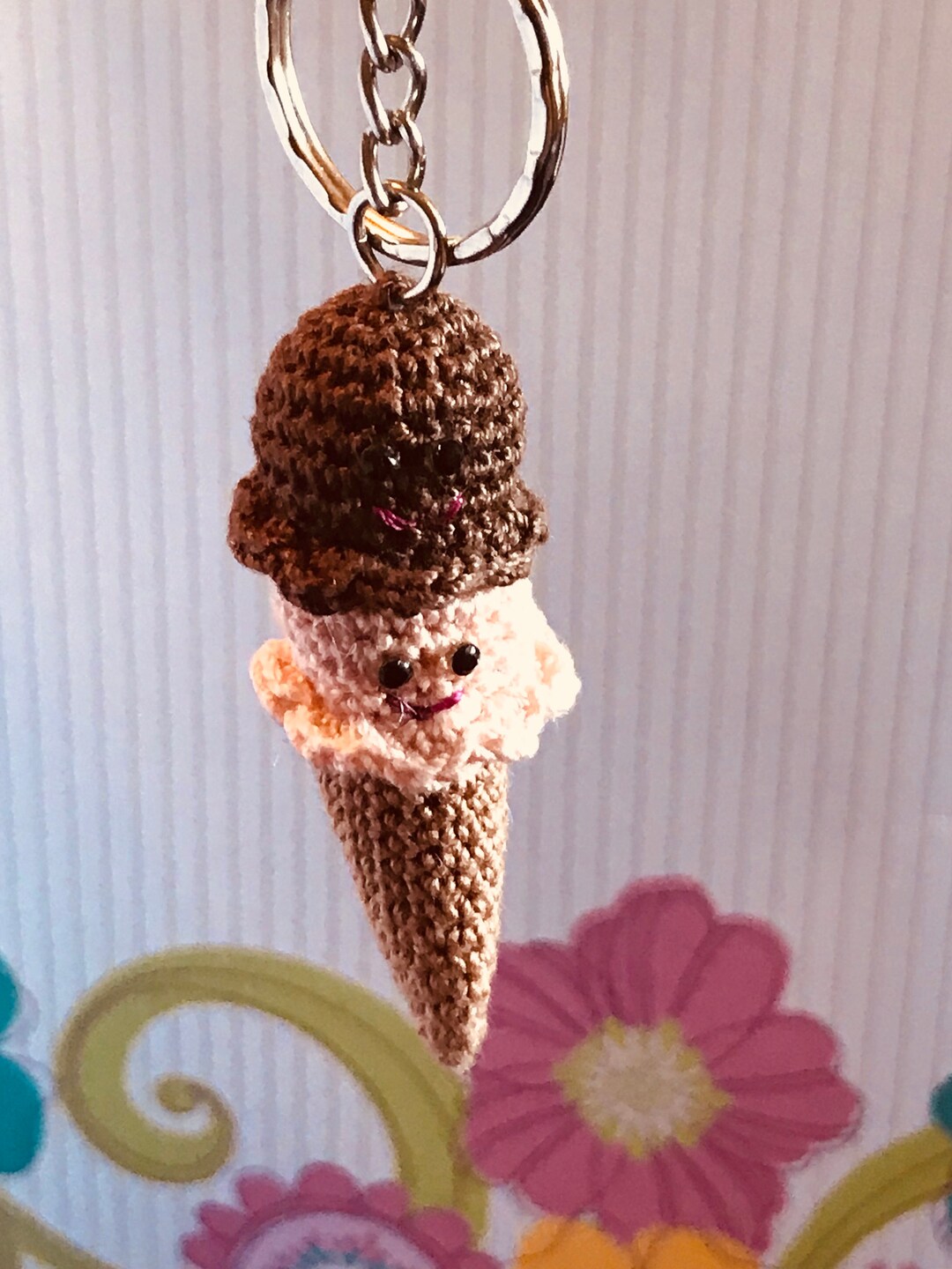 Double Scoop Ice Cream Cone Bag Charm, Ice Cream Cone Keychain, Ice ...