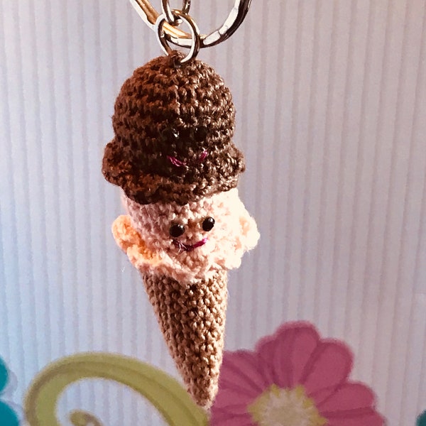 Chocolate Ice Cream Keychain - Etsy