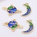 2 Tiny Enamel Planet Moon Charm Pendant Rhinestone Embellished - Etsy