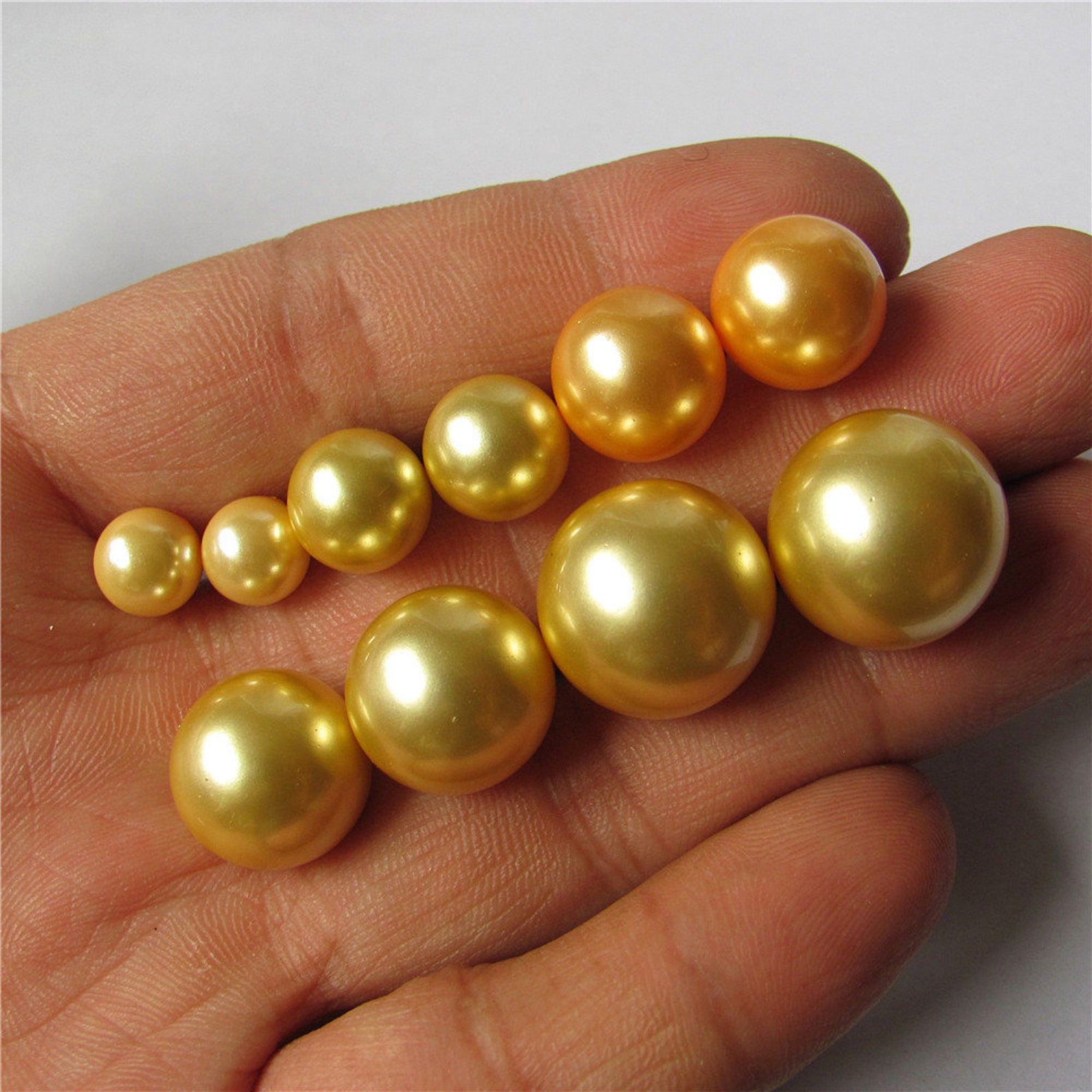 Bulk 10 Half Drilled Golden South Sea Shell Pearl Beads Mother - Etsy